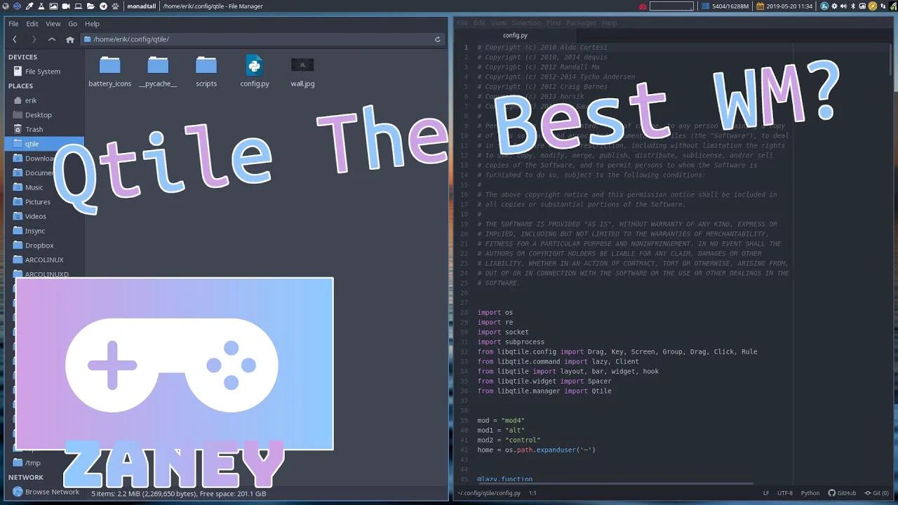 Taking A Look At The Qtile Window Manager | Zaney Games On Linux