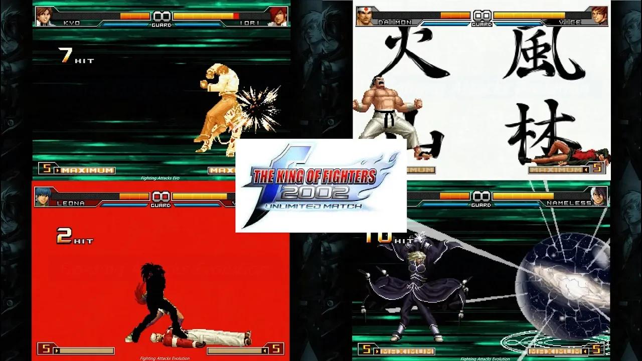 The King of Fighters 2002 Unlimited Match: All max super moves attacks!
