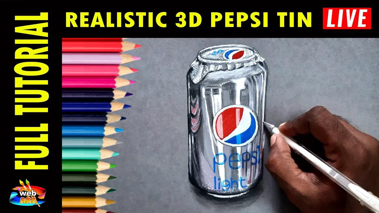 🔴3d Pepsi can 🔴Drawing of a Pepsi can 🔴How to draw 3D Art,🔴web art#28🔴 ...