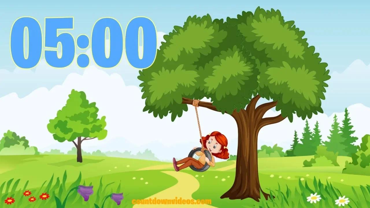 5 Minute Swinging Countdown Timer With Kids Music🎶