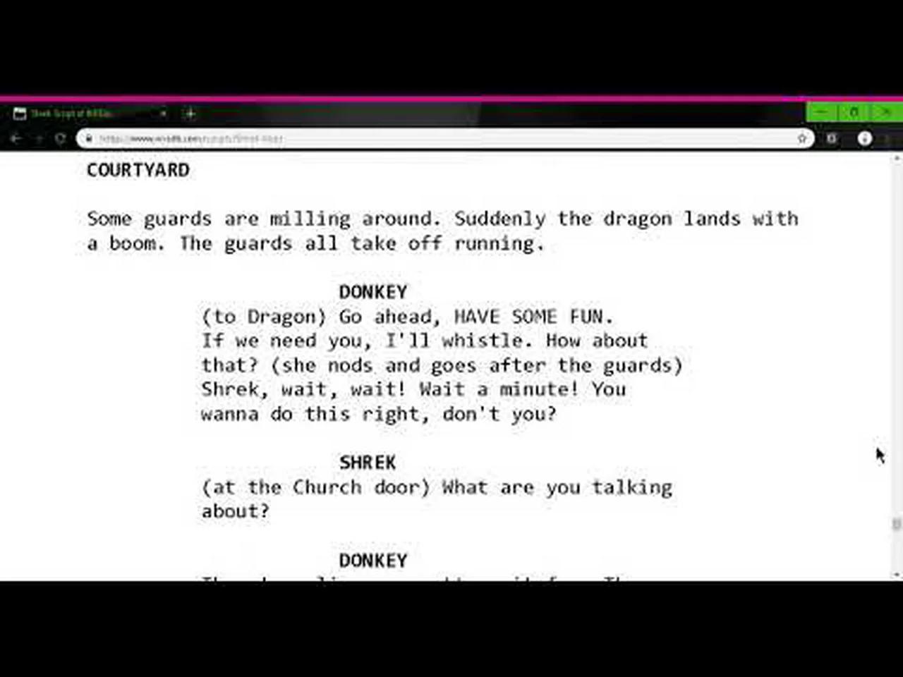 Reading the Shrek script part 3 END