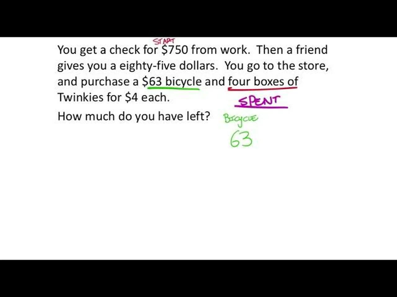 Adding and Subtracting with Money: How much do you have Left?