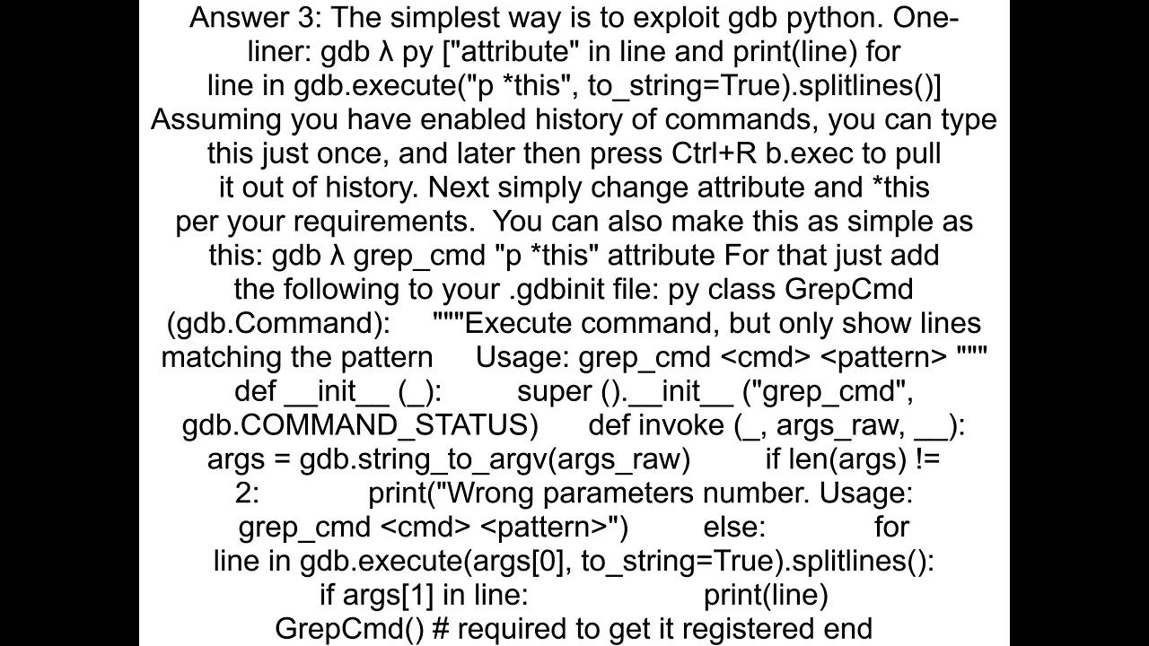 How to grep on gdb print