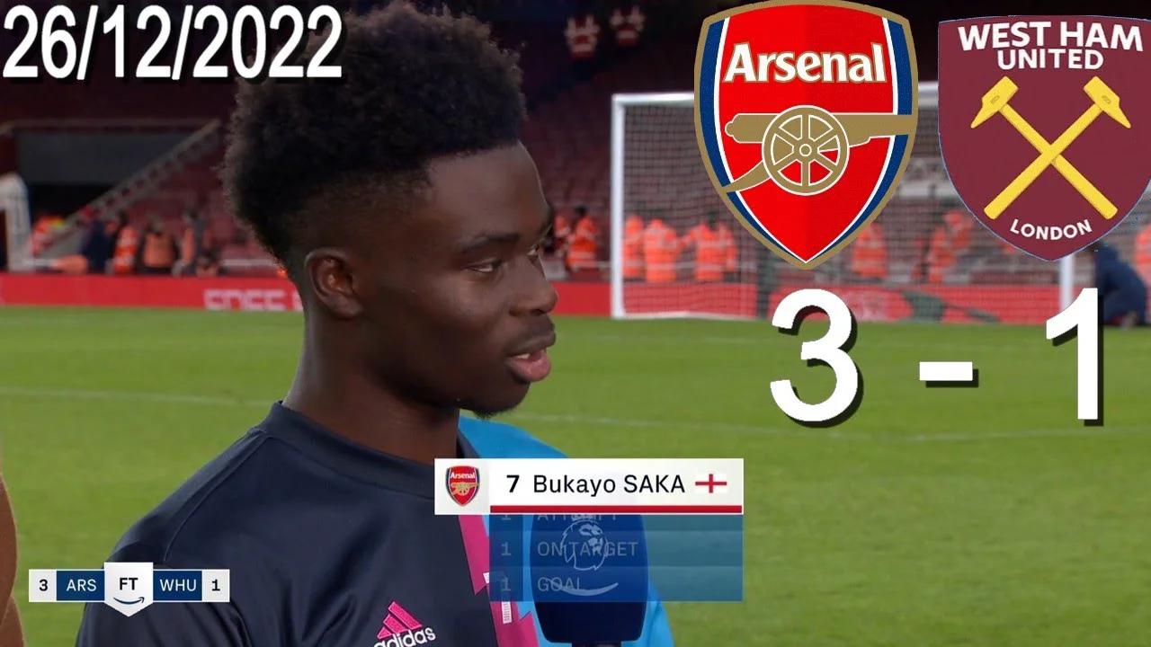 Bukayo Saka Post Match Interview Arsenal 3 vs 1 West Ham United 26/12/2022