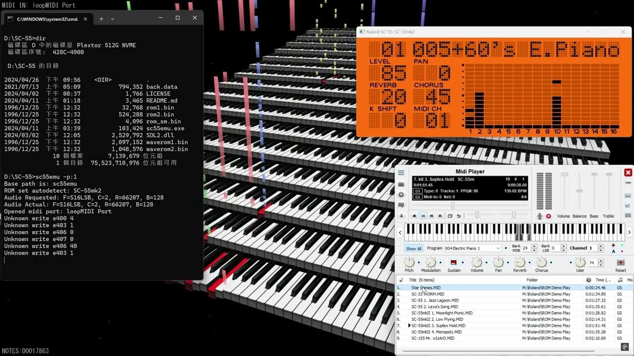 Nuked SC-55 模擬器 Roland Sound Canvas 系列 (33/55/155) 播放內建示範曲