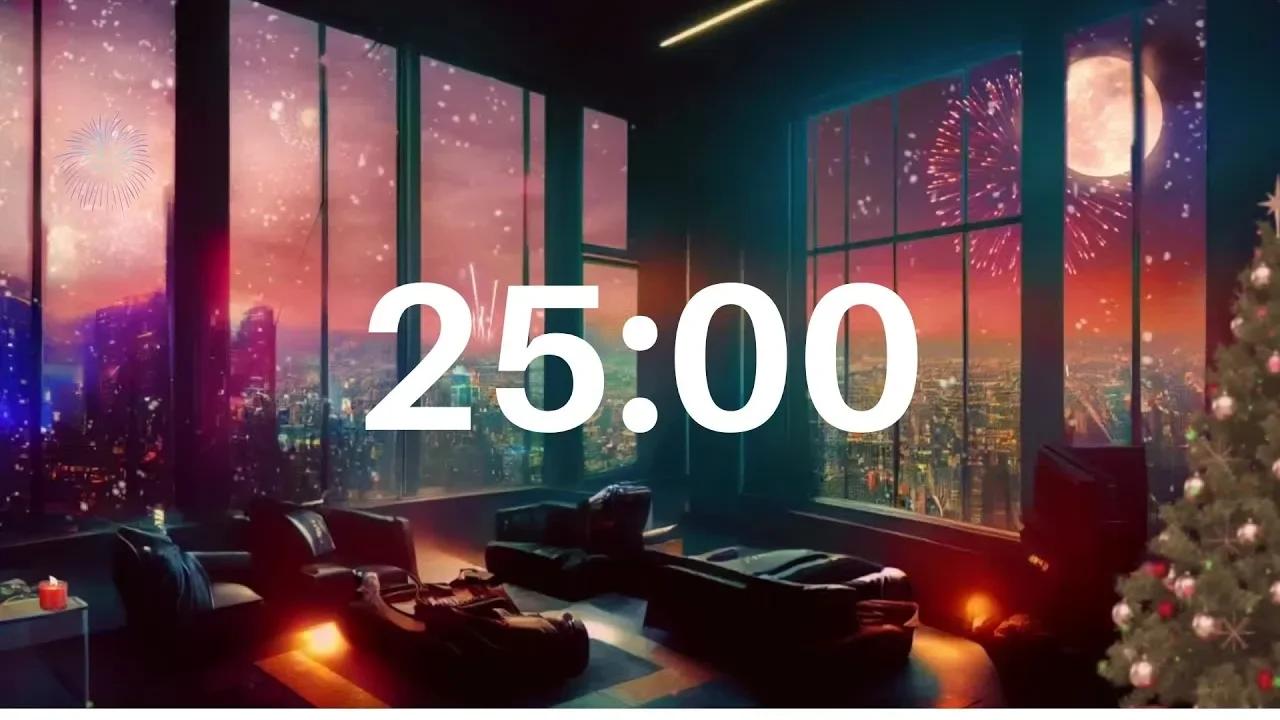 25 MINUTE TIMER - POMODORO TIMER - New Year's Eve Ambience With Smooth ...