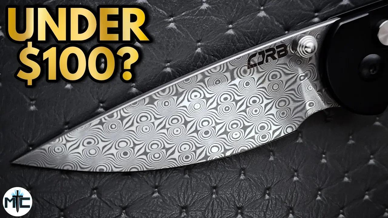 CJRB Feldspar Damascus Button Lock Folding Knife - Overview and Review