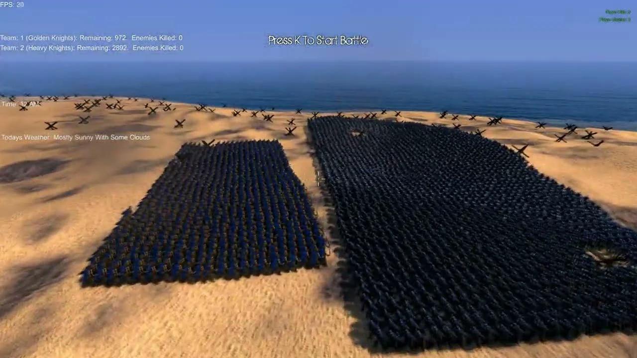 Ultimate Epic Battle Simulator - 1000 Golden Knights vs. 3000 Heavy ...