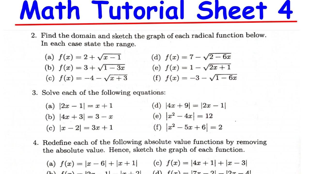 Math1120 Tutorial Sheet 4-2024