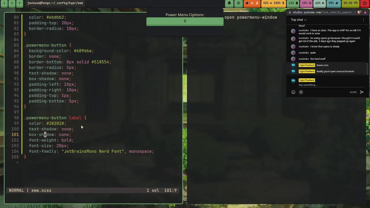 Configuring my Eww widgets on my Hyprland rice. (LIVE)