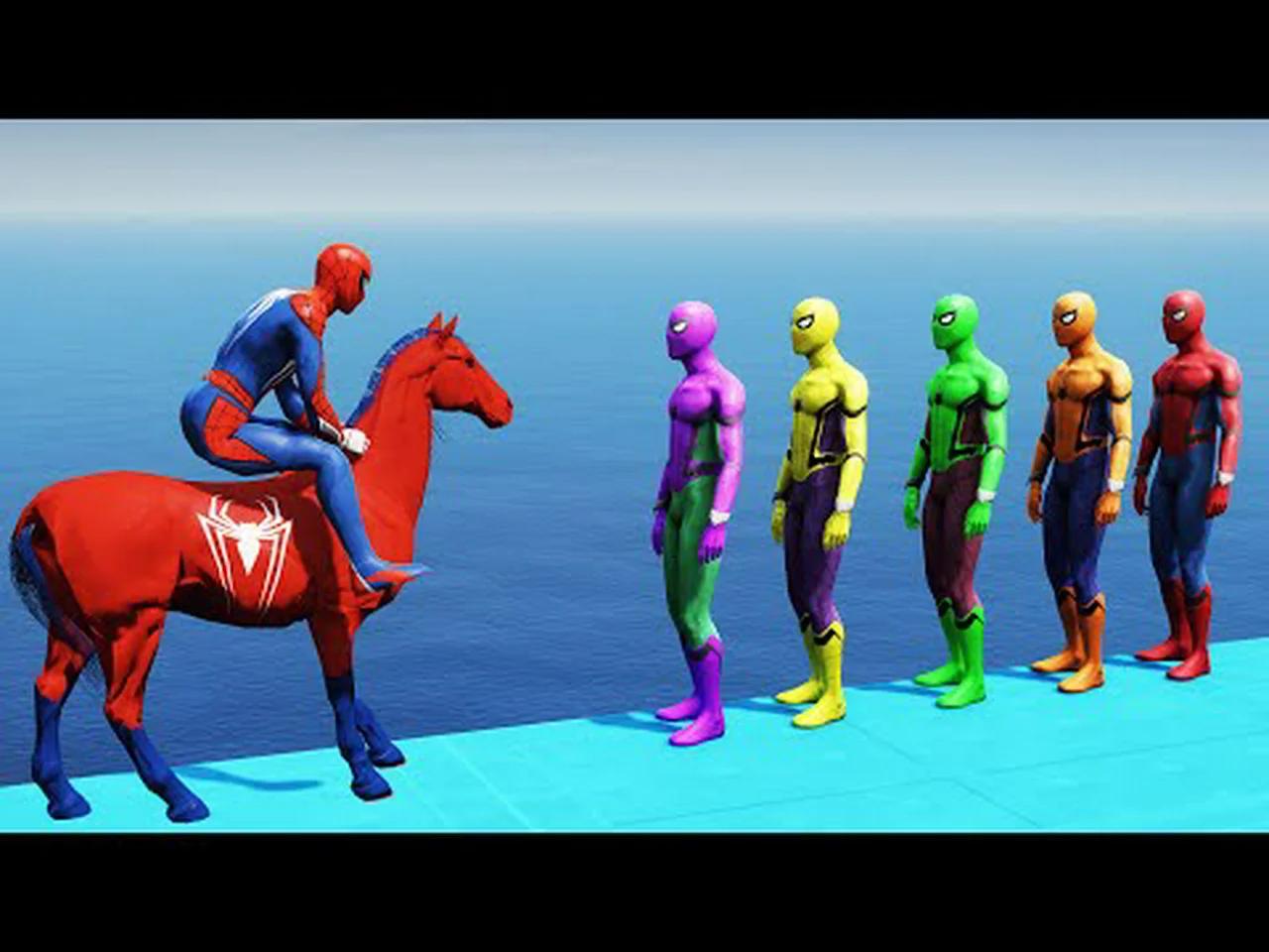 GTA 5 Crazy Ragdolls Red Spiderman VS Green Spiderman VS Yellow ...