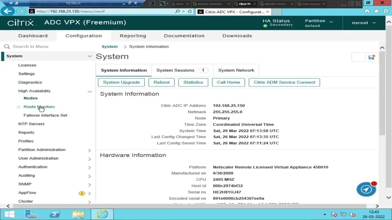 Citrix Netscaler- How to Configure High Availability pair using Netscalers