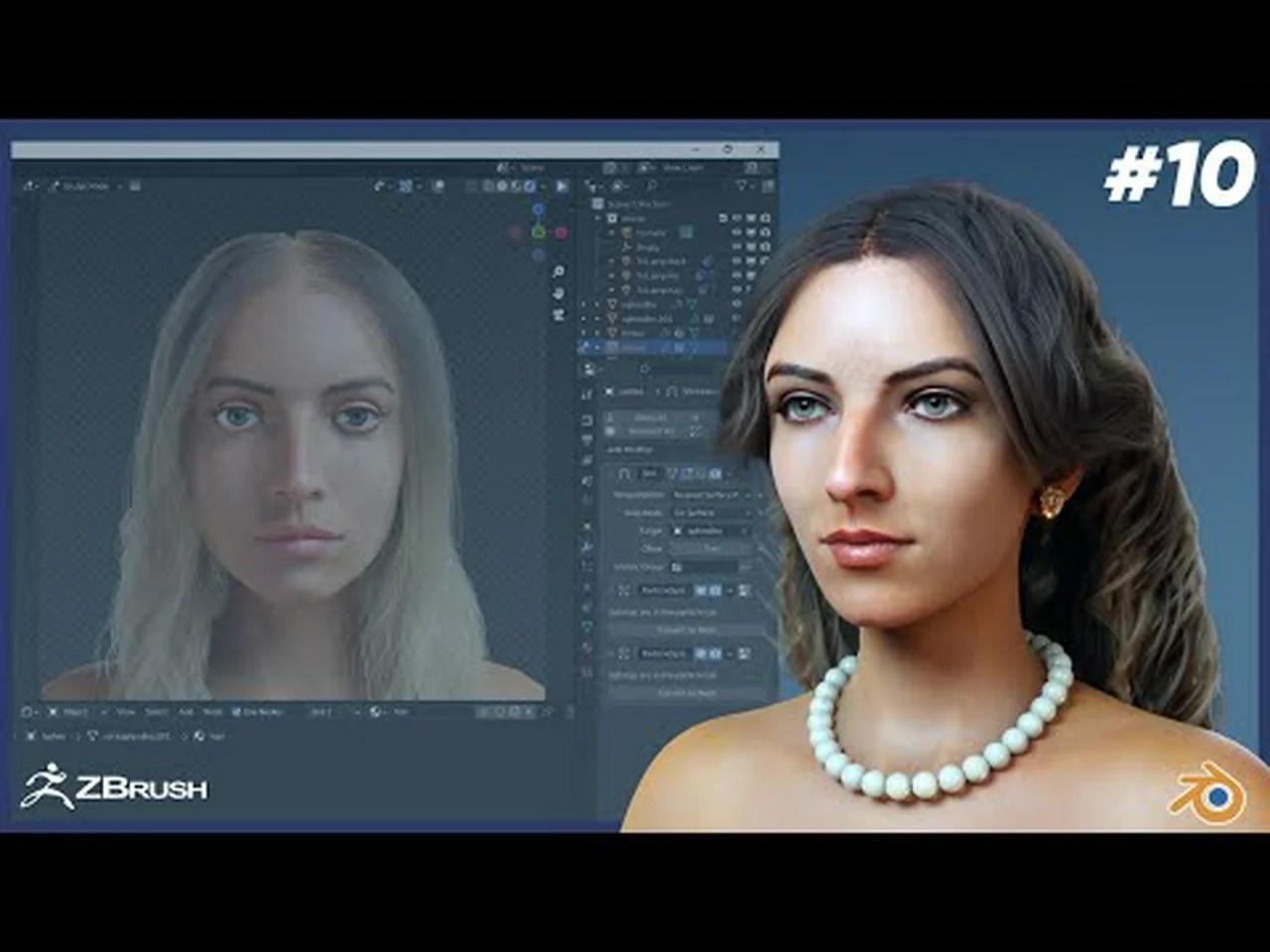 Aphrodite | how to create 3d realistic Character for animation | Part 10 | ZBrush | Blender tutorial