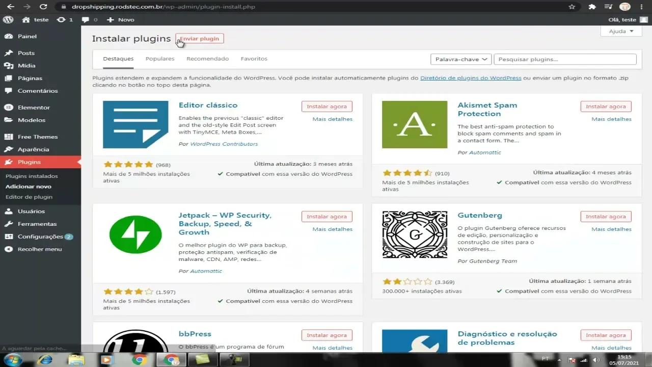 Aprenda como instalar o plugin elementor pro, no painel do wordpress