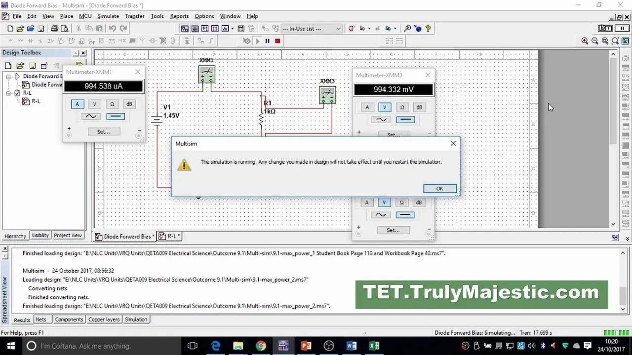 How To Build A Forward Bias Diode Circuit In Multisim And Plot A Current Graph In Excel 