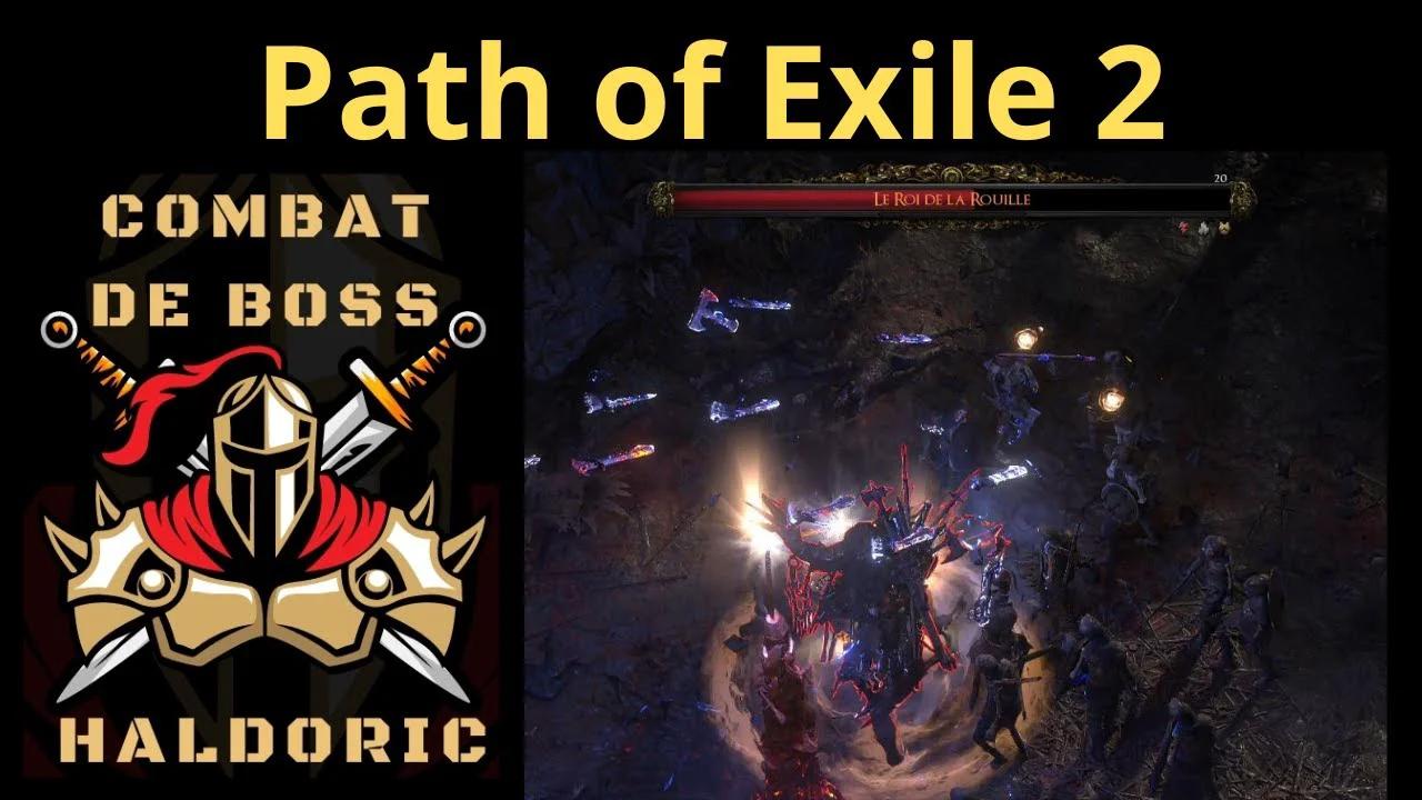 Path of Exile 2. Combat de Boss : Le Roi de la rouille (La Vallée Rouge). Guerrier Niveau 7.