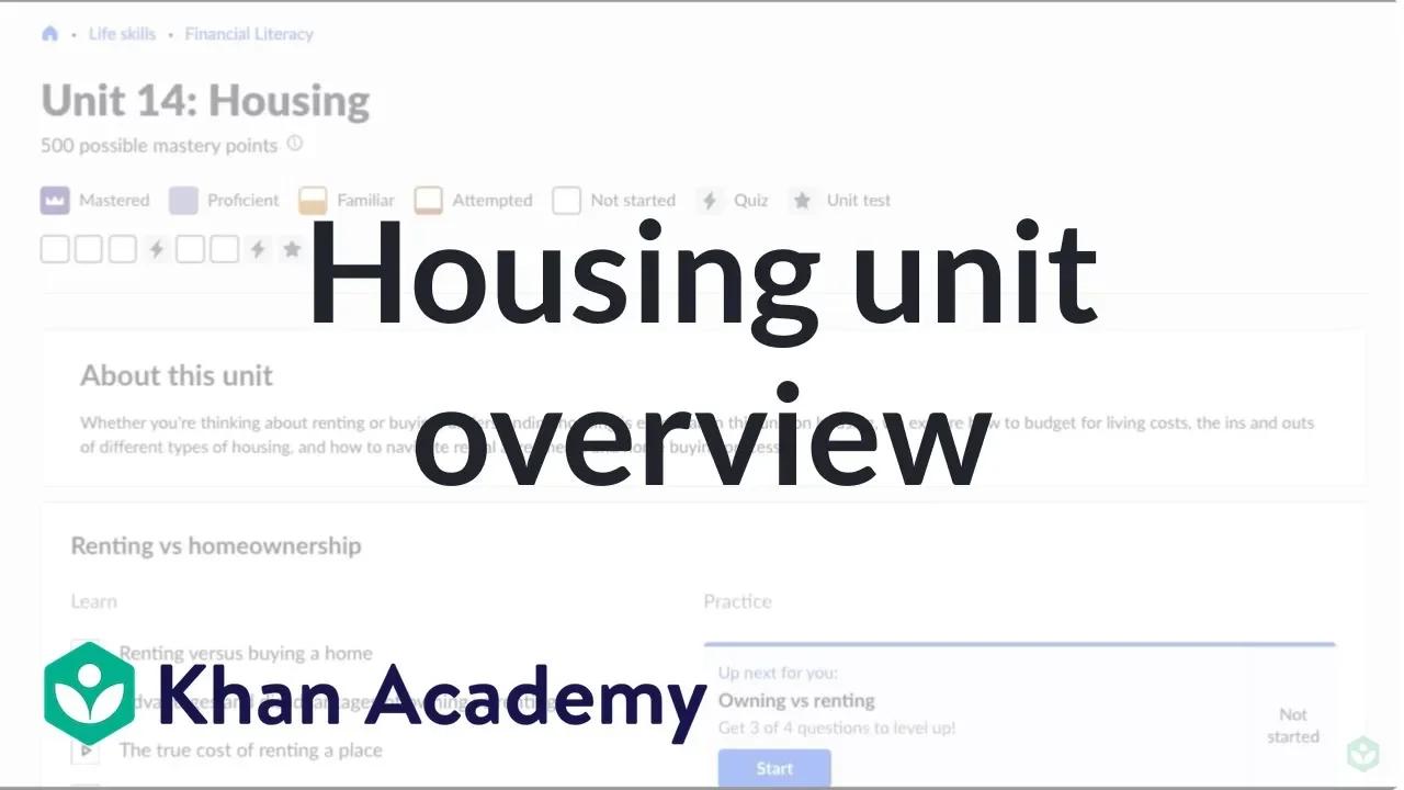 Housing unit overview | Teacher resources | Financial Literacy | Khan ...