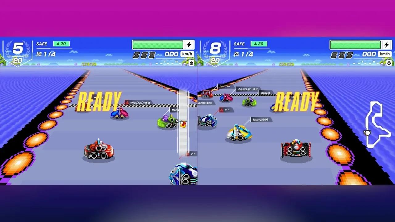 F-Zero 99 - 2-Player Splitscreen SNES (Classic) Mode Races