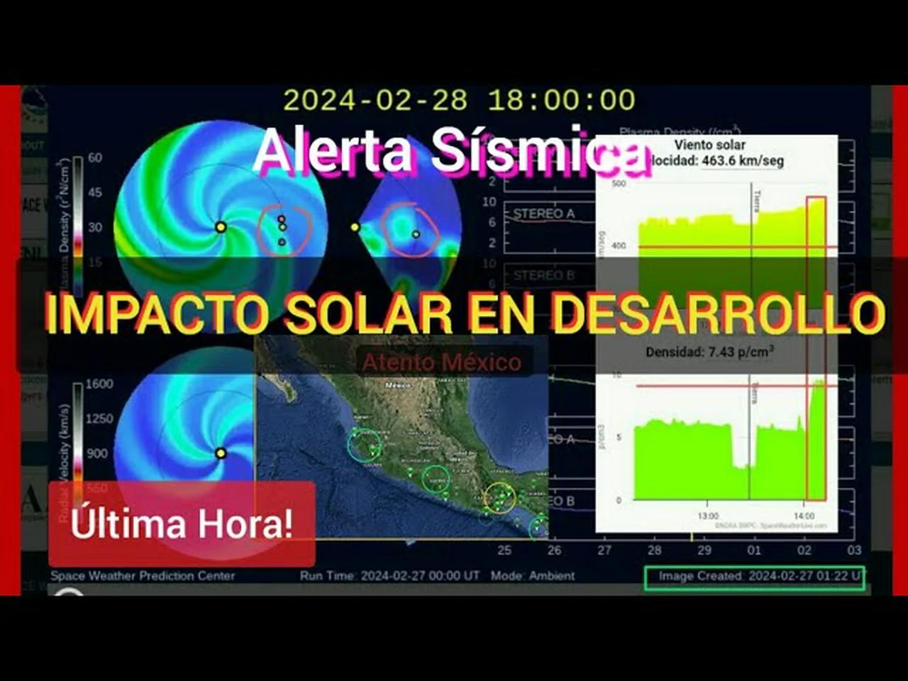 ALERTA SÍSMICA. IMPACTO SOLAR EN DESARROLLO. ATENTO #méxico