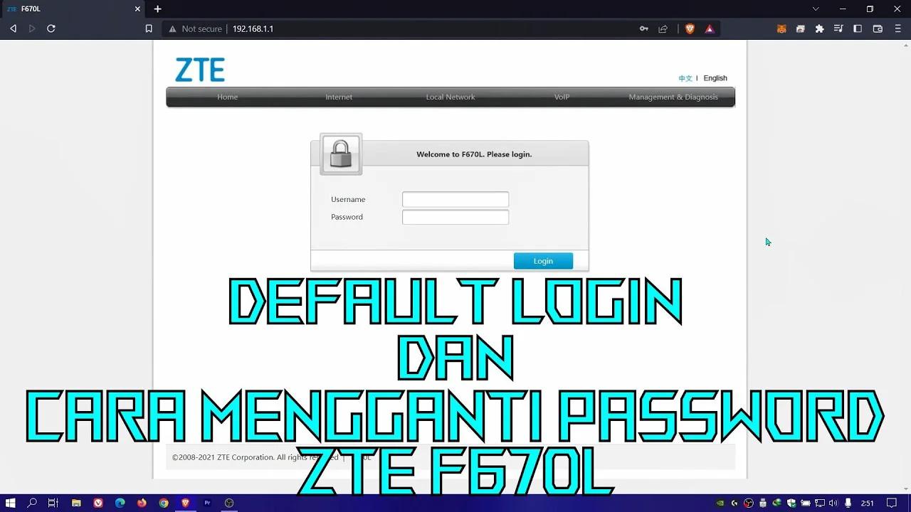CARA LOGIN DAN MENGGANTI PASSWORD LOGIN MODEM ZTE F670L | NETWORK TUTORIAL