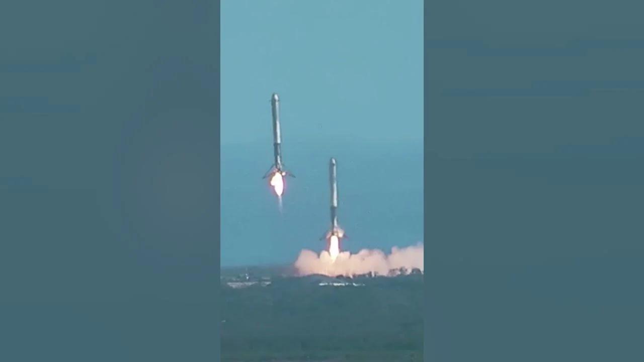 SpaceX Falcon Heavy Boosters Landing #spacex #falconheavy