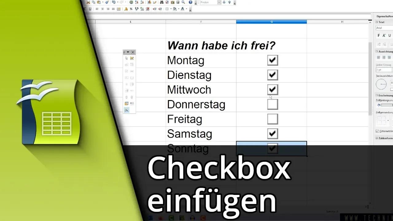 OpenOffice Calc Checkbox einfügen | Checkbox in Zelle Tutorial