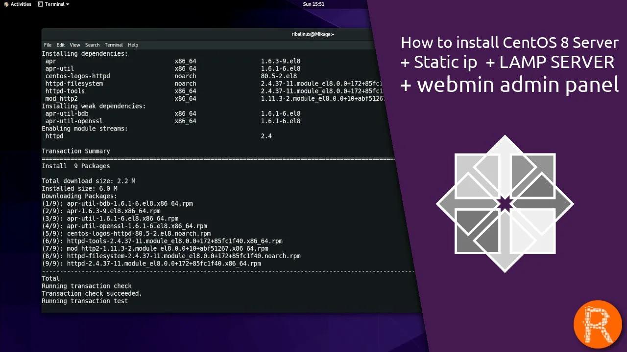 How to install CentOS 8 Server + Static ip + LAMP SERVER + webmin admin panel