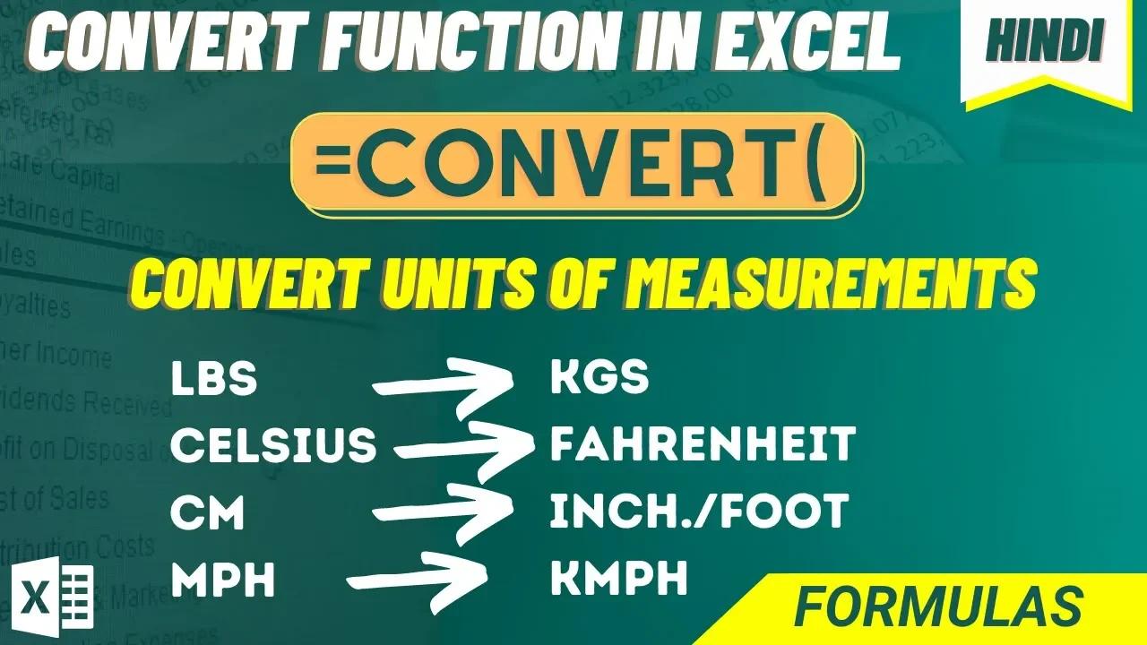 CONVERT Function In Excel | Convert Units Of Measurements With CONVERT ...