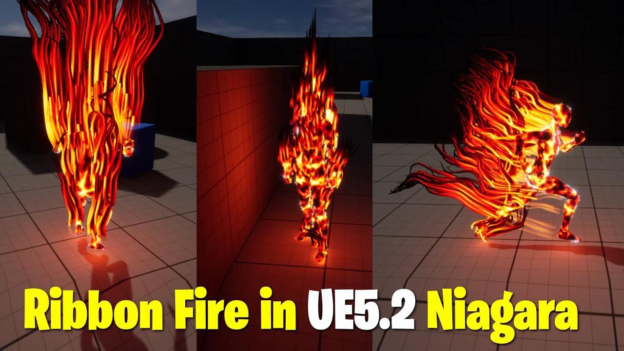 Ribbon Fire in Unreal Engine 5.2 Niagara Tutorial | Download Files