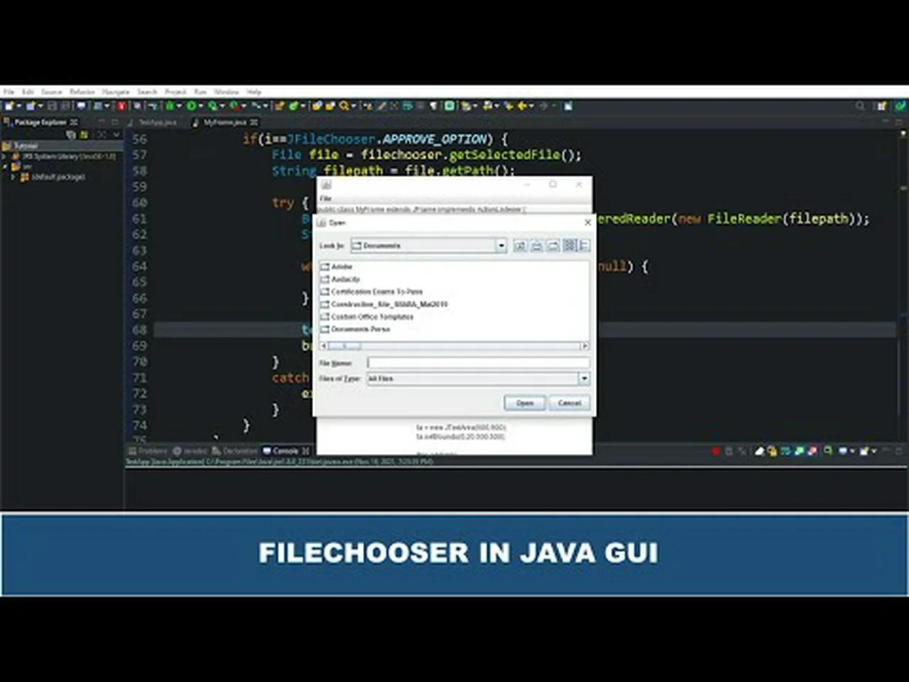 Java Gui Tutorial 58 Create A Filechooser Using Jfilechooser In Java Gui Swing