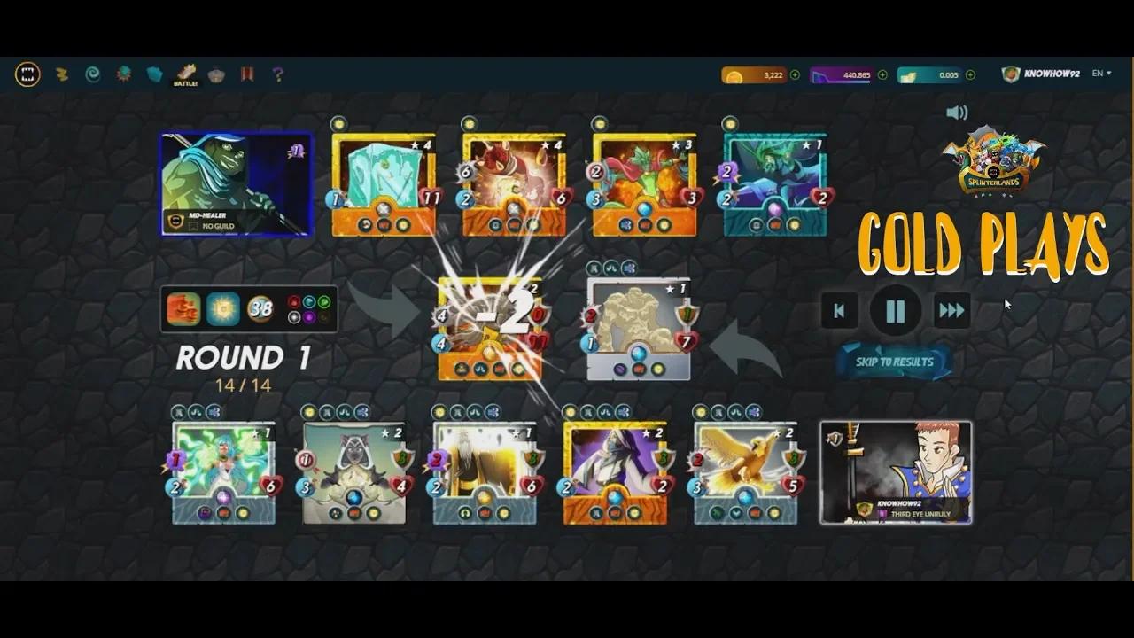 Splinterlands - Gold 3 Ranked Gameplay With The "Life Splinter"