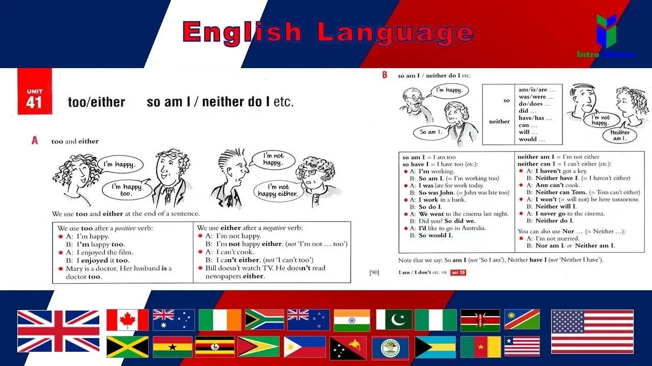 Unit 041 - too either - so am I - neither do I - etc. - Essential ...