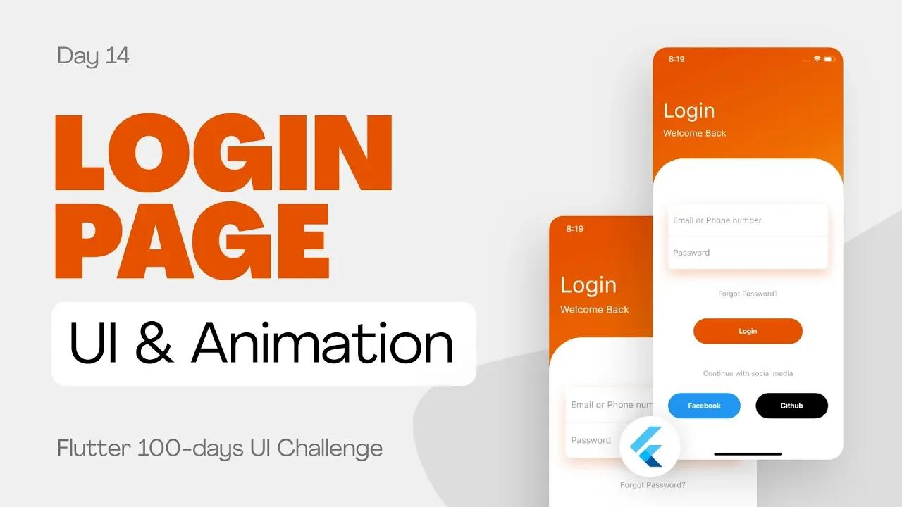 Flutter UI Tutorial | Login Page UI Design and Animation - day 14 Flutter UI Tutorial | Login Page UI Design and Animation - day 14