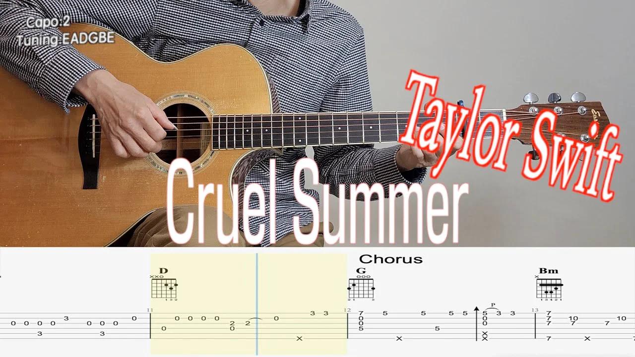 Cruel Summer Taylor Swift Fingerstyle Guitar Tutorial TAB Chords