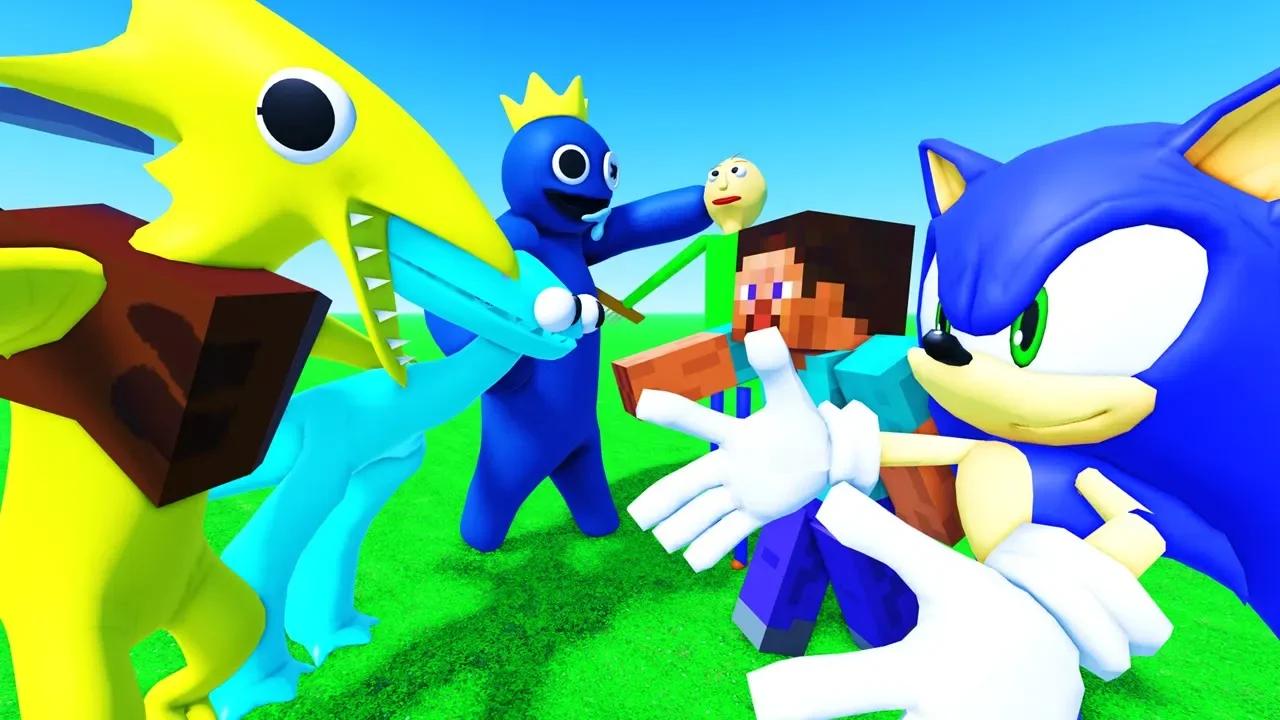 Rainbow Friends Vs Sonic, Baldi and Minecraft Steve! Roblox Rainbow ...
