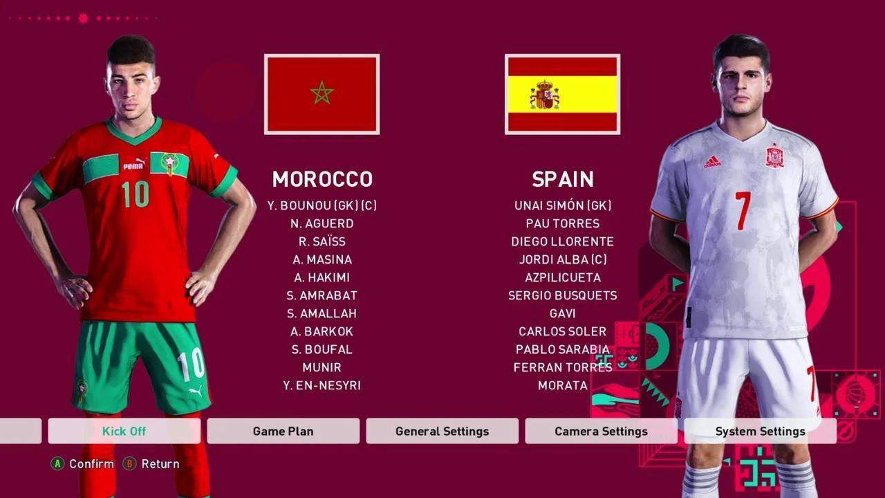 PES 2021 • Morocco vs Spain • World Cup Qatar 2022 • Ultra Realistic ...