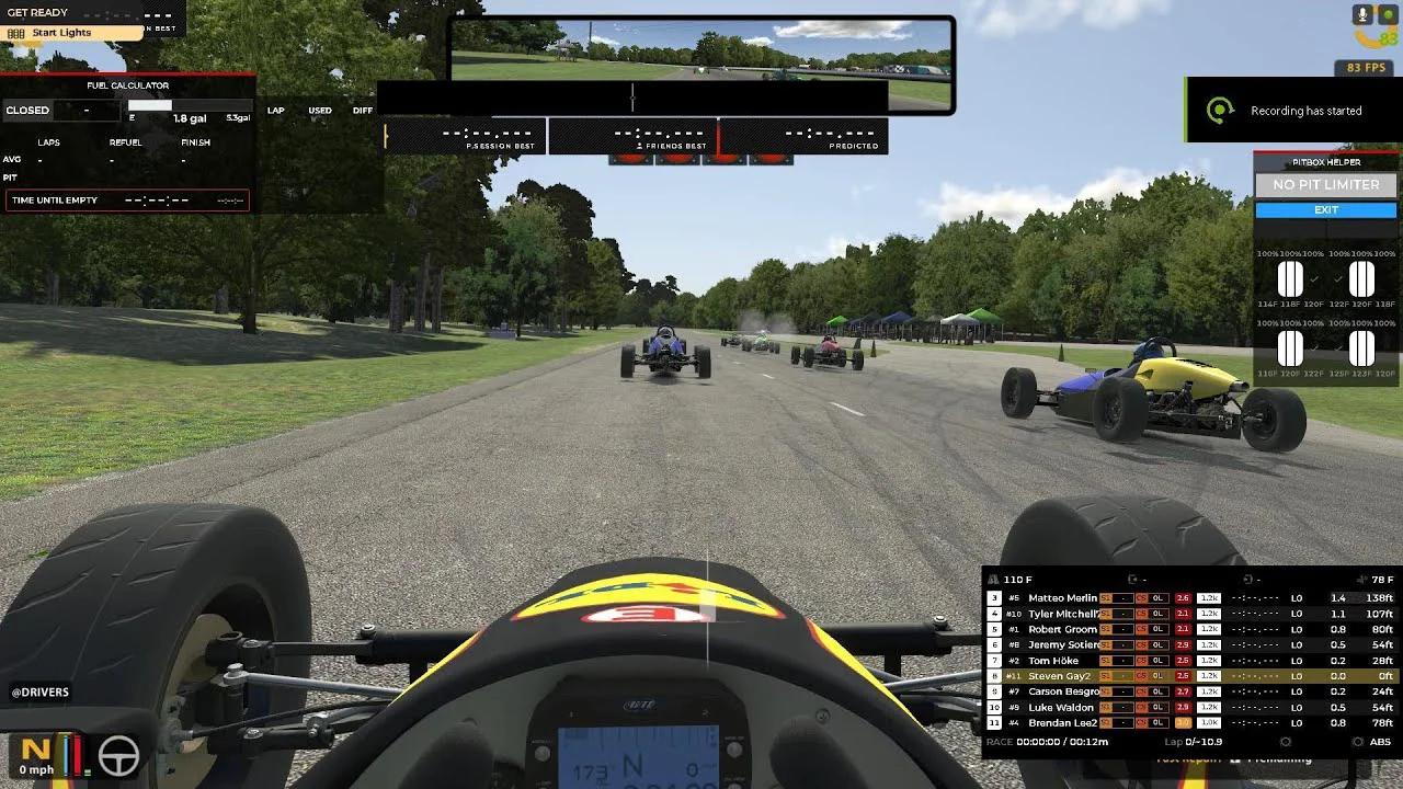 Hawker Racing Series IRacing Formular V My Second Online Race