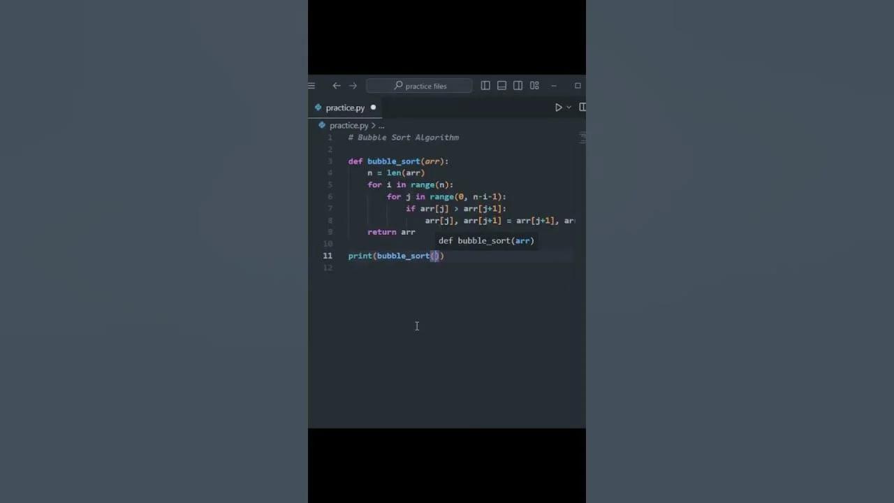 Bubble Sort Algorithm | #python #pythonprogramming#coding#learnpython #pythonforbeginners