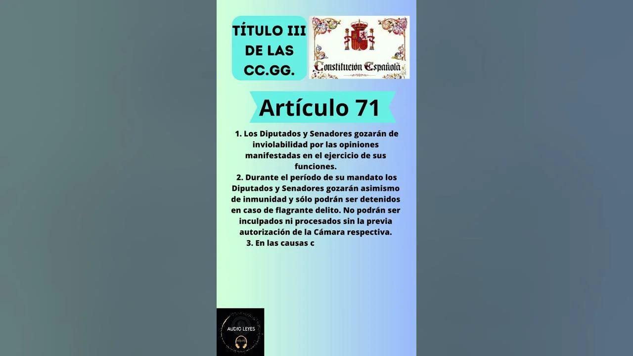 Artículo 71 Constitución Española 1978 🔊 #constitucion #oposiciones # ...