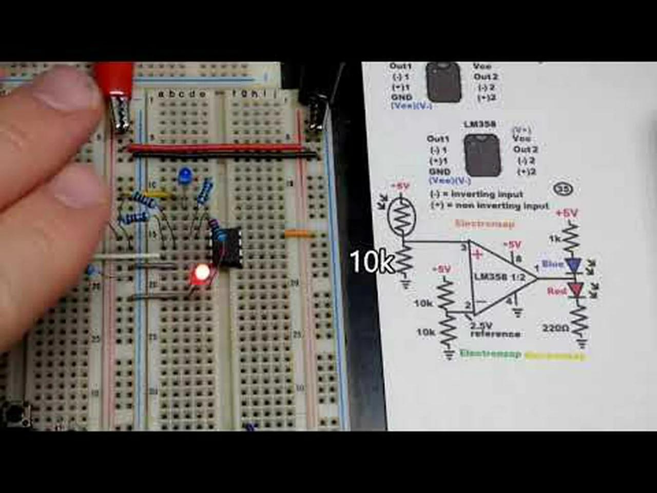 Non Inverting Op Amp Comparator controlled by LDR signal using LM359 ...