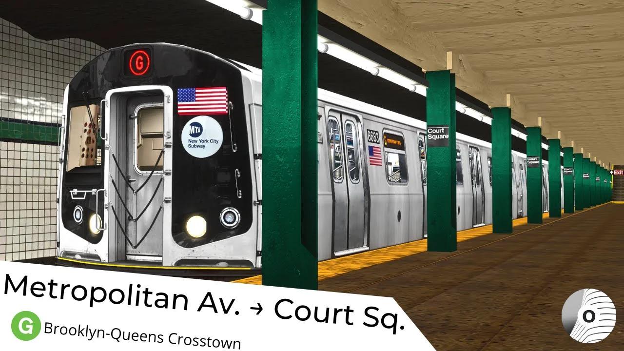 OpenBVE - METROPOLITAN AV. to COURT SQ. (New York City Subway (G) Line)