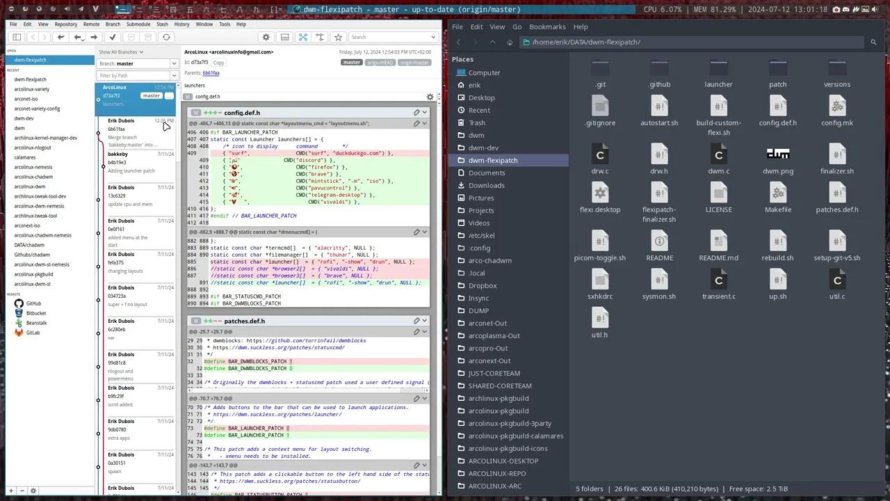 Arco : 4230 Dwm developement - new launcher icons patch - BAR_LAUNCHER ...