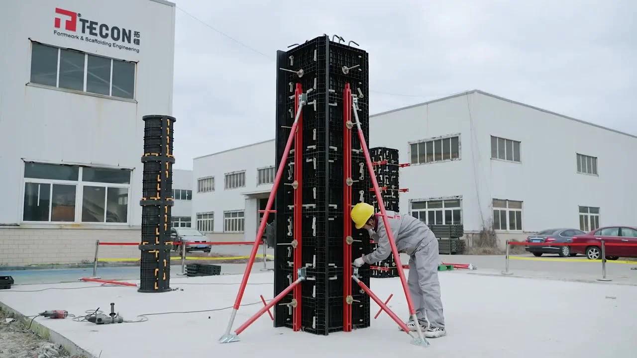 Tecon Adjustable Plastic Column Formwork Assembly And Pouring Test