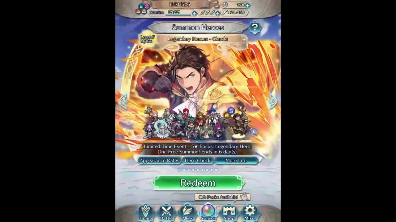 ErikH526 - Fire Emblem Heroes - Legendary Hero Claude Summoning Event ...