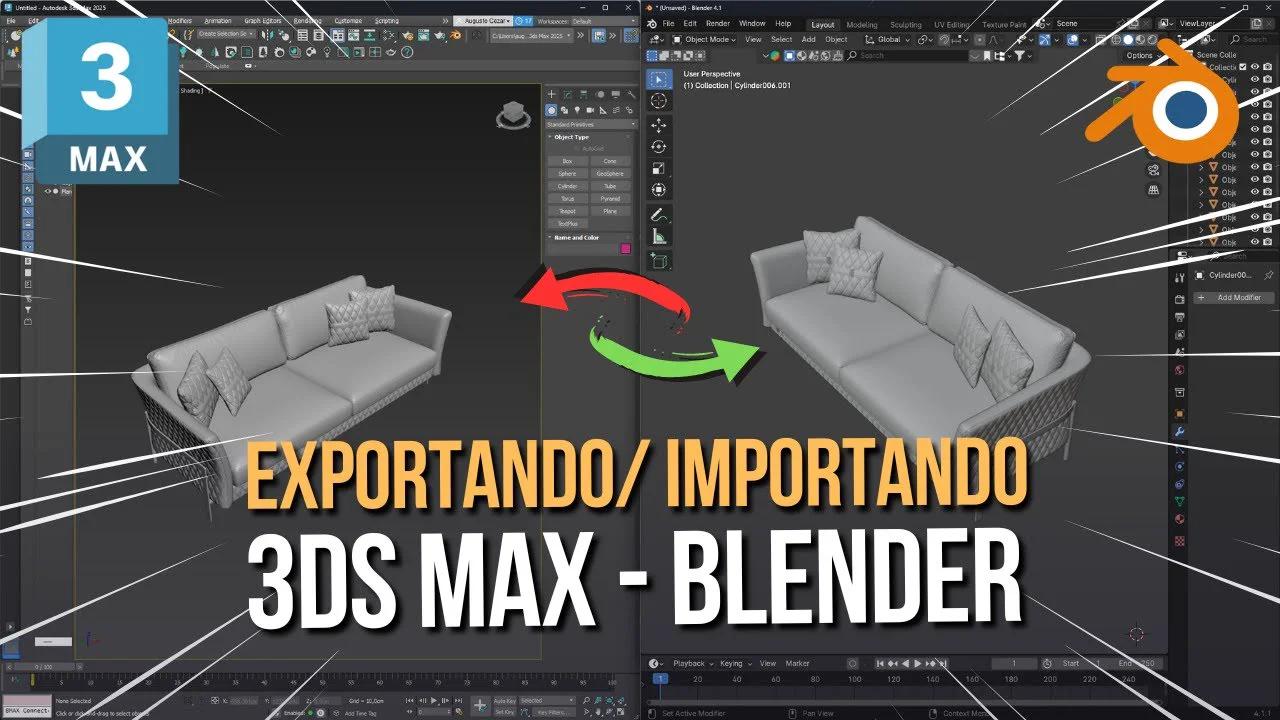😀Como importar / Exportar do 3DS Max para o Blender
