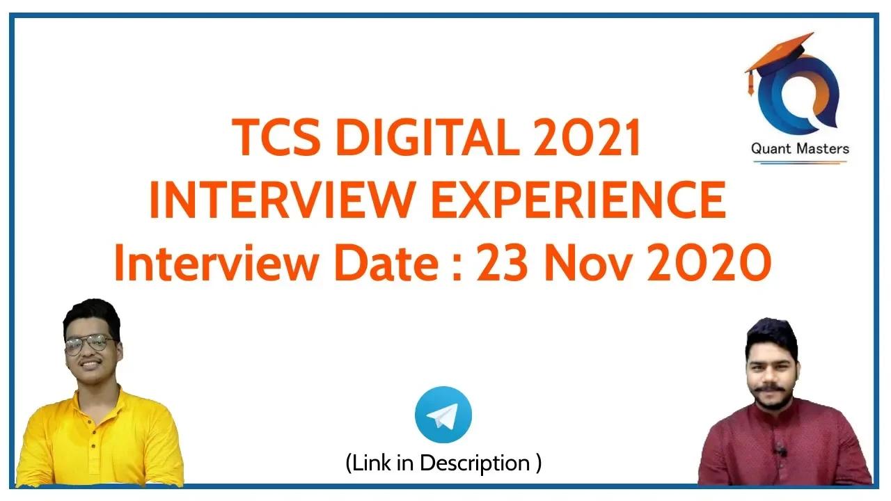 TCS DIGITAL 2021 Interview Experience | 23 Nov 2020 | IT Student # ...