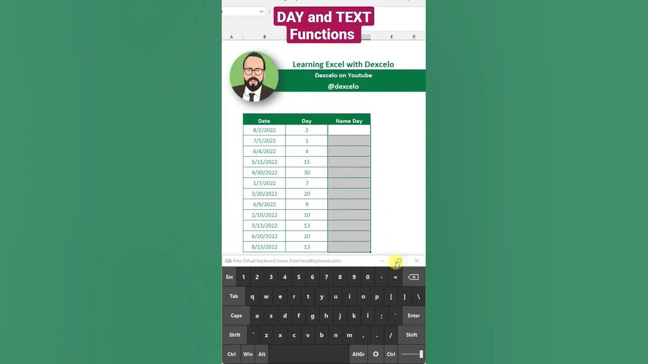 How To Extract The Day In Excel Excel Excelshortcuts Learnexcel 7045