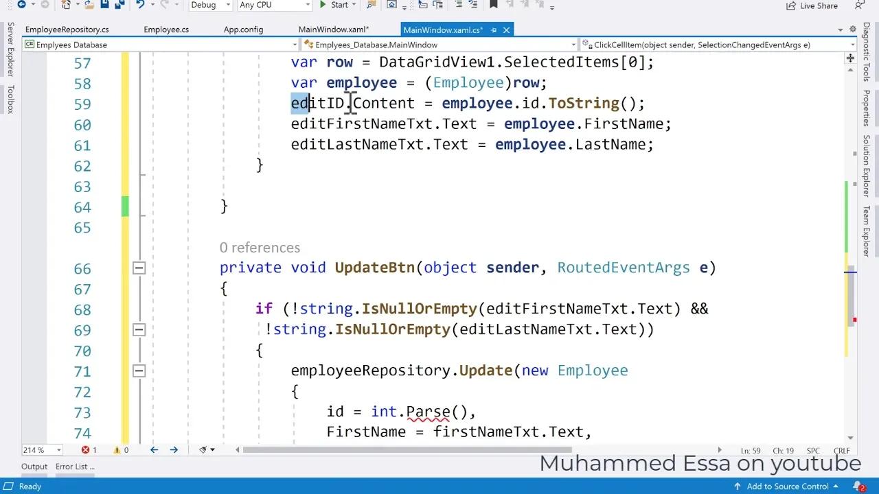 118 C# C Sharp Database SQL SERVER update DataGrid
