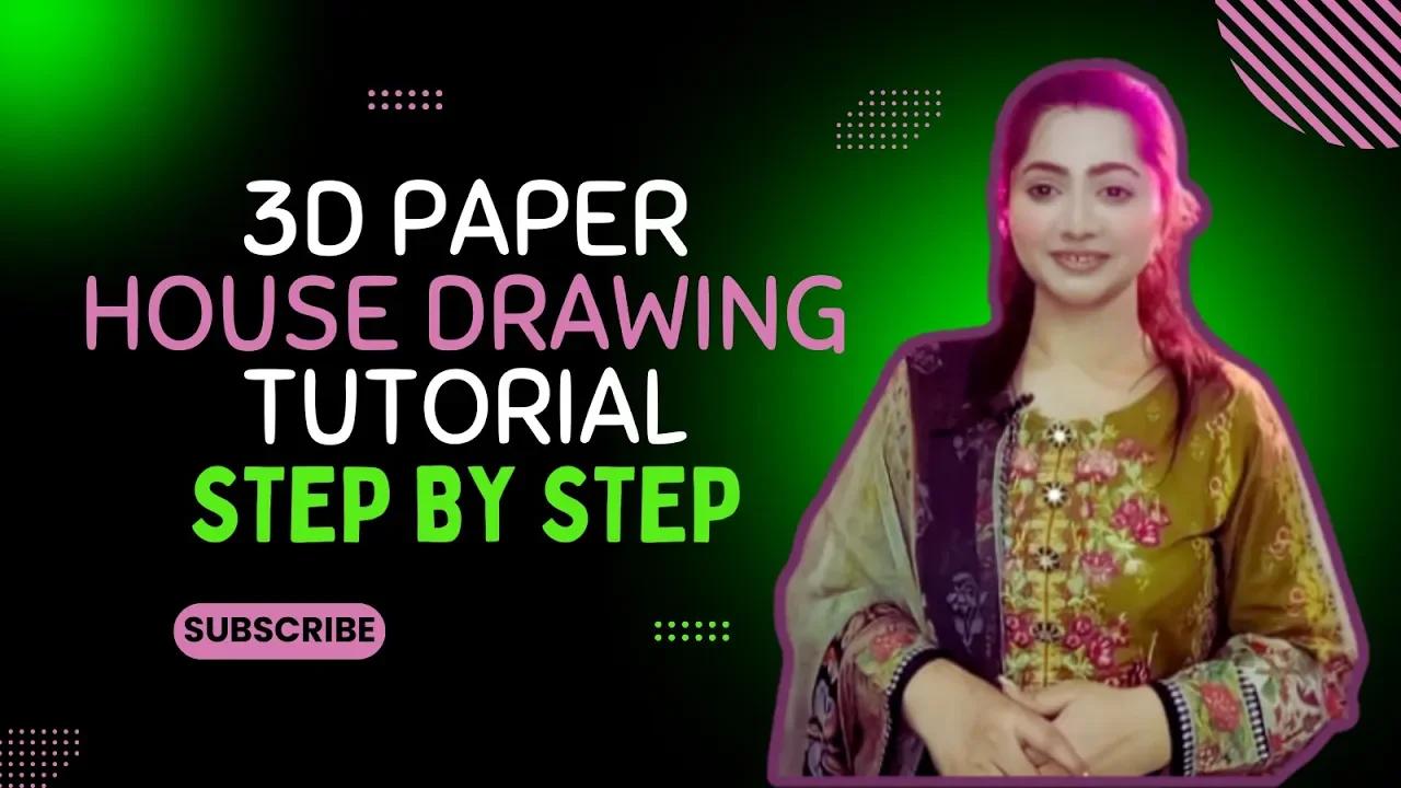 3D Paper House Drawing Tutorial (Part 1) #3d #paper #house #drawing # ...