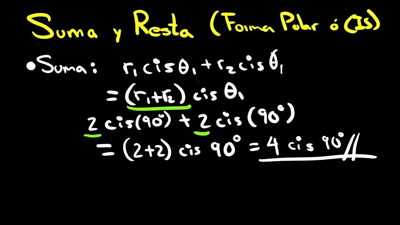 SUMA Y RESTA DE NÚMEROS COMPLEJOS EN SU FORMA POLAR O CIS |💥 ÁLGEBRA ...